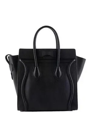 Celine Luggage Bag Grainy Leather Micro Tote Bag - Black