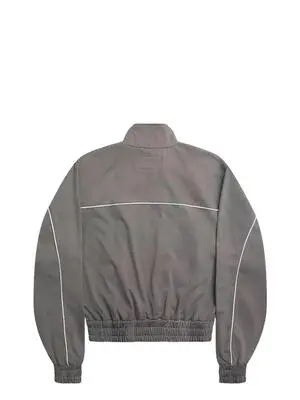 ALIS Piped Trim High Neck Zip-up Sweatshirt - Grey