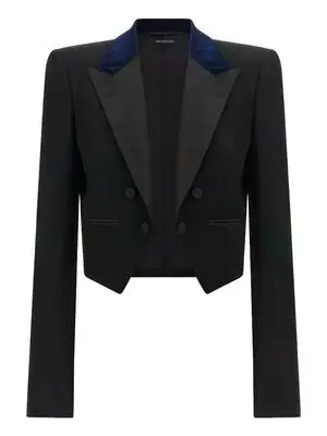 TOM FORD Cropped Blazer With Satin Lapels - Black