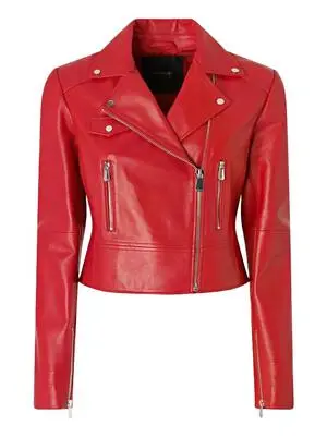 Pinko Leather Biker Jacket - Red