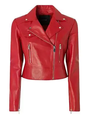 PINKO PINKO Red Leather Biker Jacket