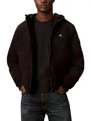 Calvin Klein Embroidered Logo Hooded Jacket - Black