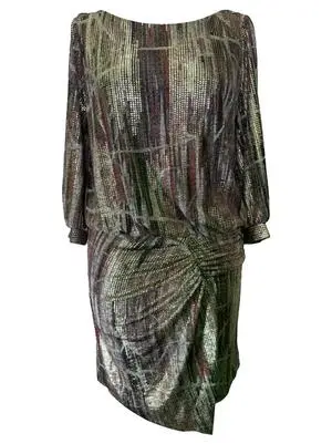 Ba&sh Salina Metallic Print Midi Dress - Grey