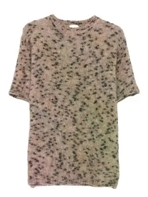 ALYSI Alysi Leopard-Print Short-Sleeve Sweater