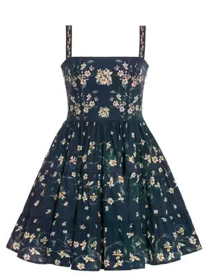 Agua Bendita Floral Print Mini Dress - Blue