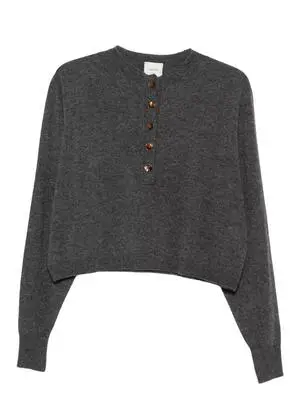ALYSI Button-fastening Cropped Sweater - Grey