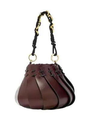 AMANU Whipstitch Pleated Mini Bag - Brown