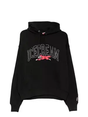 ICECREAM Logo Patch Drawstring Hoodie - Black
