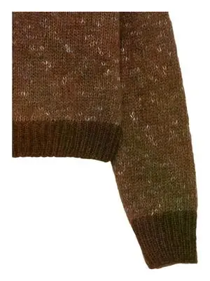 ALYSI Mélange Knit Half-zip Sweater - Brown