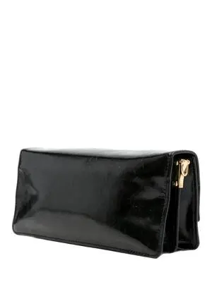 Patrizia Pepe Crinkle-effect Leather Clutch With Detachable Shoulder Strap - Black