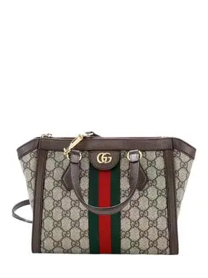 Gucci Ophidia Top Handle Gg Coated Canvas Small Tote Bag - Brown
