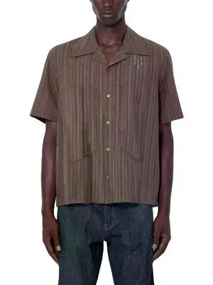 ACHM Naked Striped Short-sleeve Shirt - Brown