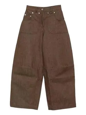 Simone Rocha Embellished Logo Patch Wide-leg Jeans - Brown