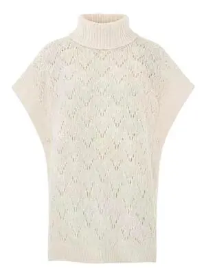 Fabiana Filippi Knitted Sleeveless Poncho With High Neck - Neutrals