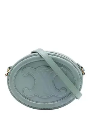 Celine Calfskin Triomphe Oval Crossbody Bag - Blue