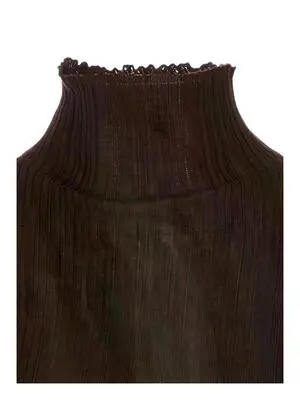 Agnona Ribbed Knit Scalloped-edge Sweater - Brown
