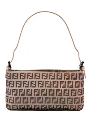 Fendi Zucchino Canvas Pochette Shoulder Bag - Brown