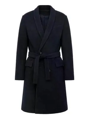 PAOLO PECORA Shawl Lapel Wool Coat - Blue