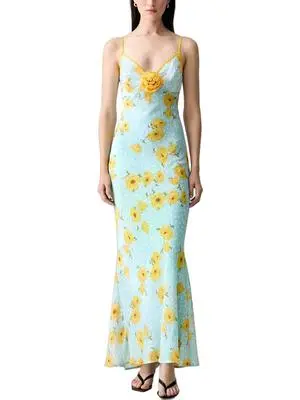 NEVER FULLY DRESSED Floral Print Maxi Dress - Blue