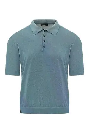 AROVESCIO Short-sleeve Knit Polo Shirt - Blue
