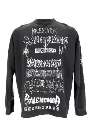 Balenciaga Diy Metal Printed Long-sleeve T-shirt - Black