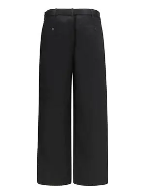 Sacai Belted Pleated Wide Leg Trousers - Black