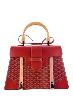 Goyard Saigon Top Handle Bag Coated Canvas Leather Mm Satchel - Red