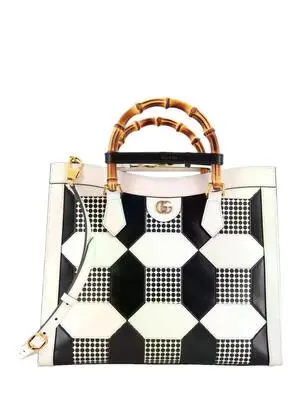 Gucci Diana Nm Bamboo Handle Printed Leather Medium Tote Bag - Black