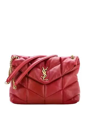 Saint Laurent Saint Laurent Loulou Matelasse Chevron Leather Medium Shoulder Bag Red