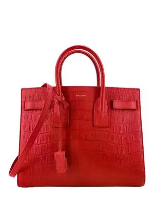 Saint Laurent Sac De Jour Nm Crocodile Embossed Leather Satchel - Red