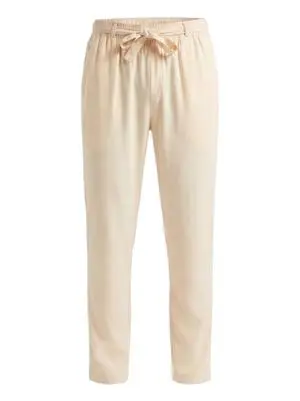 INTERNATIONAL APPEAL Relaxed Fit Trousers With Tie Detail - Beige