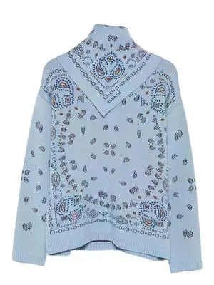 Alanui Bandana Jacquard High Neck Sweater - Blue