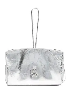 Patrizia Pepe Laminated Leather Clutch Bag - Silver