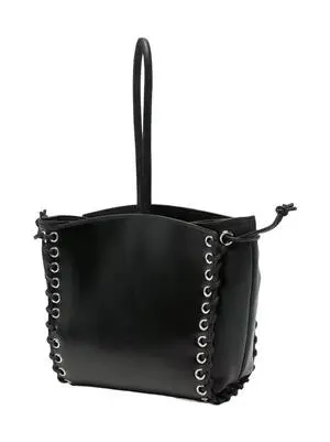 Patrizia Pepe Lace-up Leather Bucket Bag - Black