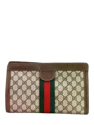 Gucci Ophidia Gg Coated Canvas Clutch Bag - Brown