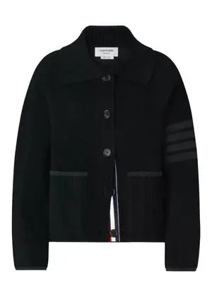 Thom Browne Patch-pocket Jacket With Signature 4-bar Stripe - Black