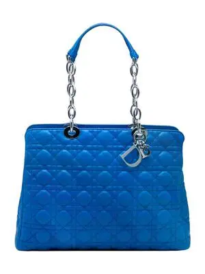 Dior Lambskin Cannage Soft Zipped Shopping Tote Bag - Blue