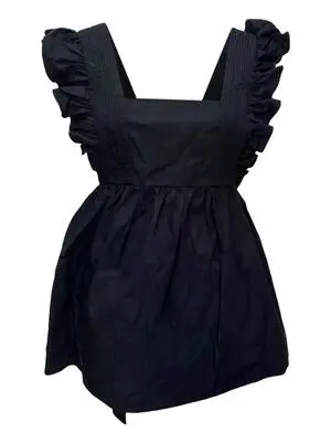 SELF-PORTRAIT Ruffled Tie-back Blouse - Black