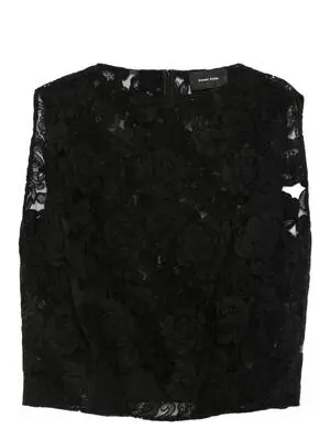 Simone Rocha Sleeveless Floral Lace Top - Black