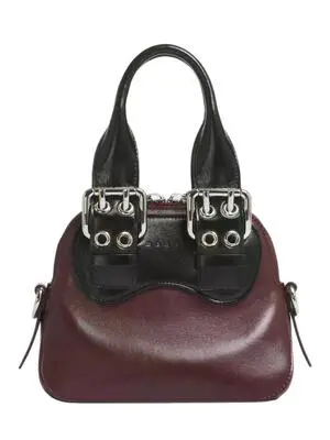 Marni Two-tone Leather Mini Belt Bag With Buckle Detail - Red