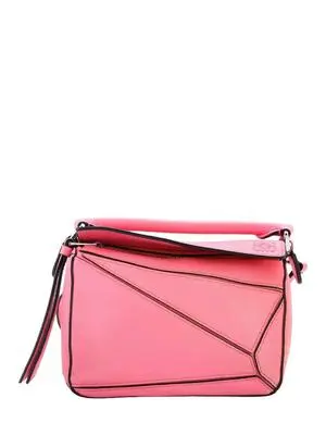 Loewe Puzzle Bag Leather Mini Crossbody Bag - Pink