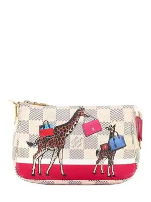 LOUIS VUITTON Pochette Accessoires Limited Edition Damier Mini Clutch Bag - White