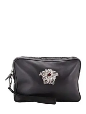 Versace Medusa Leather Wristlet Pouch - Black