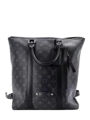 LOUIS VUITTON Monogram Eclipse Canvas Tote Backpack - Black