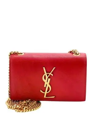 Saint Laurent Grainy Leather Small Crossbody Bag - Red