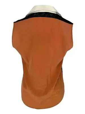 Sandro Sleeveless Lace-trimmed Blouse - Orange