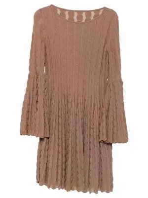 ANTONINO VALENTI Textured Bell-sleeve Mini Dress - Brown