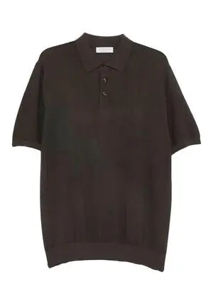 JEORDIE'S Fine-knit Short-sleeve Polo Shirt - Brown