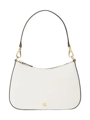Ralph Lauren Crosshatch Leather Medium Danni Shoulder Bag - Soft White