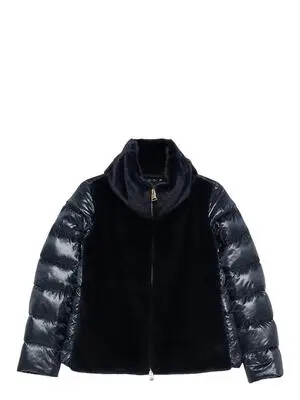 Herno Ultra-light Down Jacket With Faux Fur Inserts - Blue